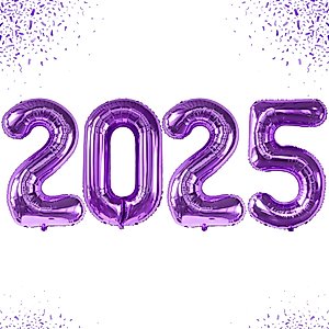 KatchOn, Huge Purple 2025 Balloons New Year - 42 Inch | 2025 Purple Balloons | Happy New Year Decorations 2025 | 2025 Balloon Numbers | New Years Eve Party Supplies 2025 | Senior Night Decorations