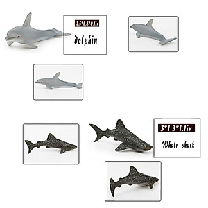 Fun Gift Sea Animal Toy Set,12 pcs Animal Sea Figures Ocean Toy for Kids, Realistic Set for Sea Lovers, Includes Great White Shark, Dolphin, White Shark, Whale for Age 3+