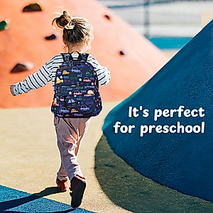 Zicac Children's Cute Canvas Backpack Toddler Backpack (M, Blue Car)