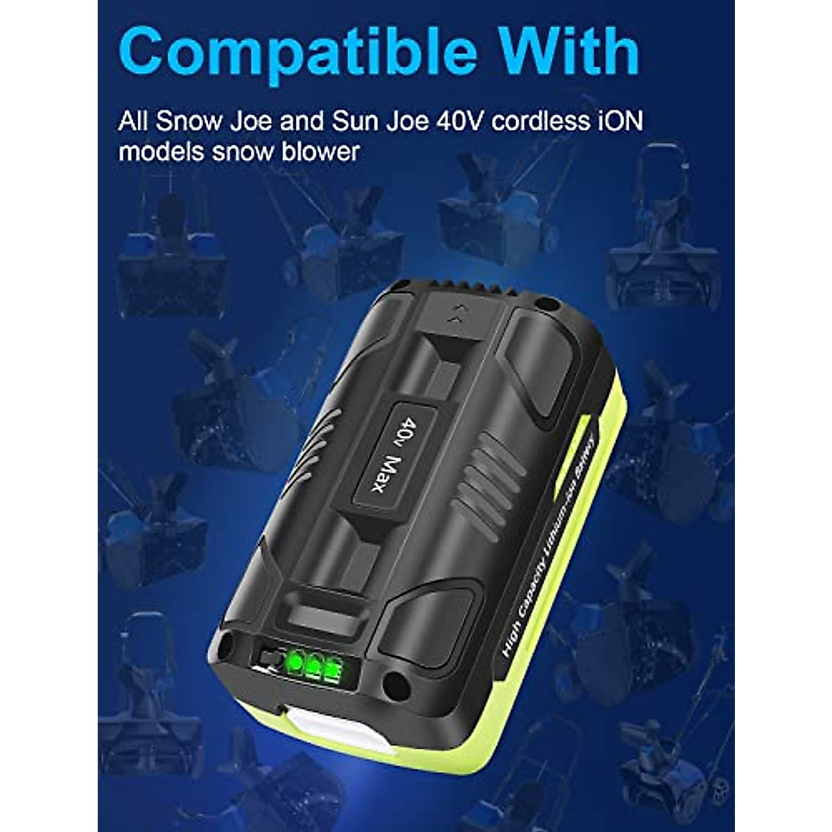 Aoasur 6.0Ah Battery Replacement for Snow Joe 40V and Sun Joe 40V Battery (Green)