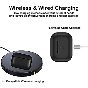 Wireless Charging Case Compatible with AirPods Pro, Qi-Certified for Airpods Pro Charger Replacement Cases, Support Bluetooth Pairing&Sync Button, 660 Mah Built-in Battery, Black(Earbuds Not Included)