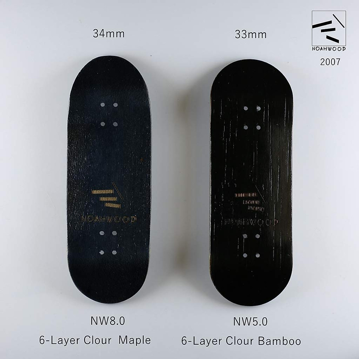 NOAHWOOD Wooden Fingerboard Complete NW8.0 360flip King of Finger Deck+ NW3.0 King Trucks Silvery +NW3.0 Black Wheels (Black Maple, 100x34mm Set)