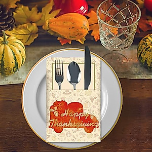 Korlon Tec 36PCS Thanksgiving Cutlery Holder Gold Foil Thanksgiving Table Decor, Thanksgiving Utensil Holder Gifts Set Autumn Fall Harvest Party Favor Dinner Table Decorations