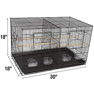 Seny Set of 3 Breeding Bird Carrier Cage with Central Dividor L30xW18xH18 on Stand (Black)