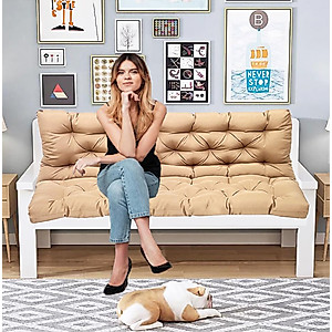 liquor red Thicken 5"Swing Chair Pads for Garden Patio Swing Replacement Cushions with Backrest Waterproof Bench Cushion for Outdoor Furniture 2-3 Seater Washable Swing Replacement Cushions/60"x40"