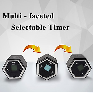 Hexagon Flip Pomodoro Timer,Magnetic Productivity Timer,Smart Study Countdown Kids Visual Timer for Kids,LED Display Digital Timer for Kitchen Cooking Exercise Classroom ADHD Reading (Black)