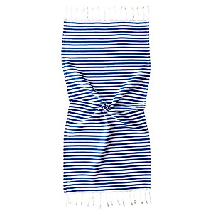 Lykialinens Turkish Hand Towel Set of 2 - Decorative Hand Towels for Bathroom and Kitchen - 100% Cotton 17x40 Inches - Great for Bath and Farmhouse Boho Style Housewarming Decor Gifts (Royal Blue)