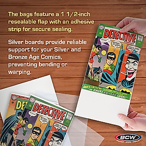 (100) Silver Age Resealable Clear Comic Book Bags & Backer Boards by BCW