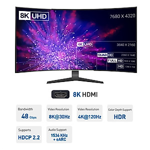 Cable Matters USB-C to HDMI Adapter, 8K or Dual 4K @60Hz, Gray