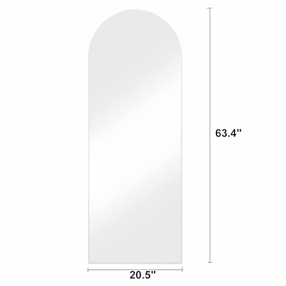 XKZG 64" x 21" Arched Full Length Mirror Floor Mirror with Wooden Frame Full Body Mirror Stand Mirror Wall Mounted Mirror for Bedroom Living Room - White