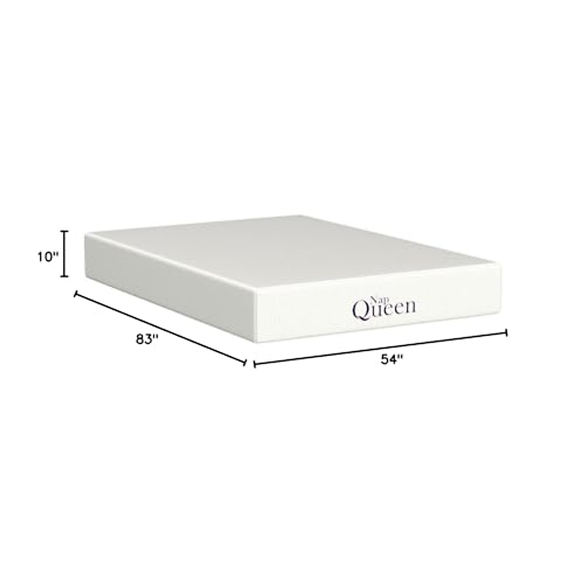 NapQueen 10 Inch Full Size Mattress, Bamboo Charcoal Memory Foam Mattress, Bed in a Box, White