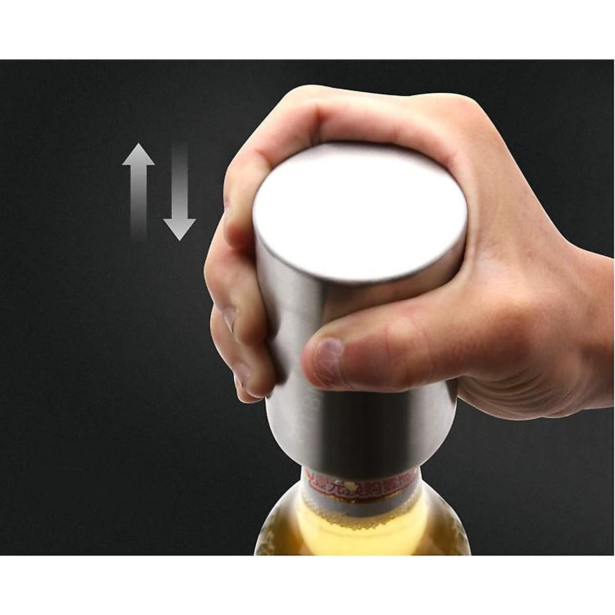 Beer Bottle Opener, Magnetic Automatic Stainless Steel Push Down Opener, No Cap Can Escape, Quick Open Cap for Kitchen Home Bar Restaurant Household Utensils