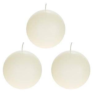 Mega Candles 3 pcs Unscented Ivory Round Ball Candle, Hand Poured Premium Wax Candles 4 Inch x 4 Inch, Home Décor, Wedding Receptions, Baby Showers, Birthdays, Celebrations, Party Favors & More