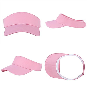 Century Star UPF 50+ Kids Visor Sun Hat Adjustable Girls High Ponytail Tennis Hat Sports Boys Running Golf Visor Cap 1Pc Pink 6-12T