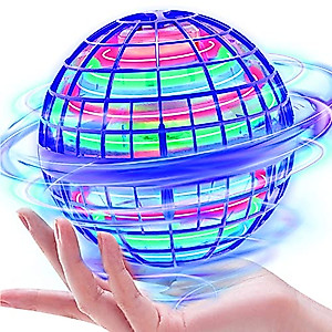 CASEIER Flying Orb Ball Hover Toy, Hand Controlled Floating Ball with RGB Light, 360° Spinning Flying Spinner Mini Drone, Cosmic Boomerang Balls, Magic Levitating Space Toys for Adults Kids (Blue)