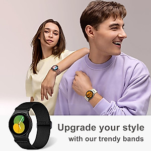 6 Pack No Gap Watch Bands Compatible with Samsung Galaxy Watch 6 5 4 40mm 44mm, 5 Pro 45mm Band, 4 Classic 42mm 46mm, Sport Elastic Nylon Stretchy Strap for Women Men