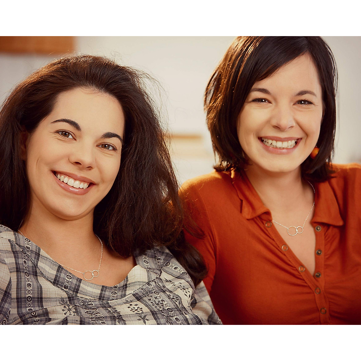 EFYTAL Sister Necklaces, 925 Sterling Silver 2 Circle Necklace for Women, Sister Necklace Gifts from Sister, Gifts for Sisters from Sisters, Sister Birthday Gifts from Sister