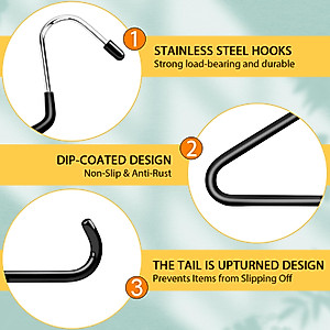 Eiito 2 Pack Hat Hangers for Closet,Hat Hangers Space-Saving,Metal Hat Racks for 20 Baseball Caps,Hat Holder for Closet Storage,Ball Cap Organizer,Black