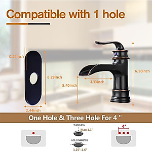 FRANSITON Waterfall Faucet Bathroom Faucet Single Handle One Hole Oil Rubbed Bronze Finish Large Spout Lavatory Faucets Oil Rubbed Bronze