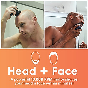 GROOMIE BaldiePro On The Go Travel Kit - Electric Head Shaver for Bald Men & Black Travel Case - 10,000 RPM Motor Hair Razor with Rotary Blades & Sleek Portable Hard Case Shaving Kit Travel Organizer