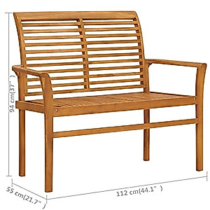 Natulvd Outdoor Wooden Bench with Cushion, Garden Park Bench Furniture, All-Weather Loveseat Bench for Patio, Lawn, Balcony, Yard, Porch - Blue