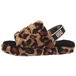 UGG Girls T Fluff Yeah Slide Spotty Slipper, Natural, 11 Little Kid