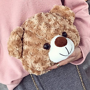 VALICLUD Storage Bag Crossbody Bag Cute Bags Lovely Cartoon Shaped Shoulder Bag Plush Chain Bag for Girls Women Head Bags Coffee Bear Purse Plush Shoulder Bag
