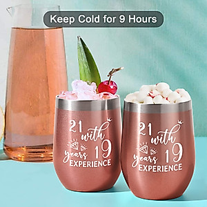 40th Birthday Gifts for Women - 40th Birthday Wine Tumbler, 12oz Stainless Steel Wine Tumbler with Lid and Straw, 40 Years Old Birthday Gifts for Birthday Party Anniversary Decorations (Rose Gold)…