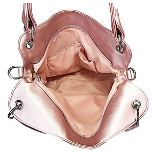 Zzfab Mirror Double Handles Bling Purse Light Pink