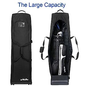 LONGCHAO Golf Travel Bag- Hard Golf Travel Case Portable Golf Club Travel Cover Hard Support 600D PVC Cloth Golf Carry Bag (Black)