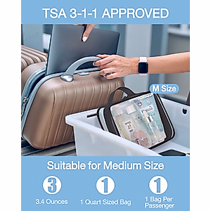 BAGSMART TSA Approved Clear Toiletry Bag, 2 Packs Quart Size Water Resistant Makeup Cosmetic Bags for Women, 2 Sizes Airport Airline Travel Essential Carry On Organizer with Handle Large Opening