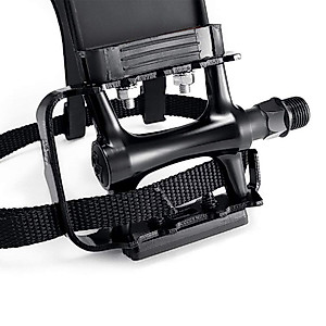 YBEKI Bike Pedals with Clips and Straps, for Exercise Bike, Spin Bike and Outdoor Bicycles, 9/16-Inch Spindle Resin/Alloy Bicycle Pedals, Half Year Warranty (Black)