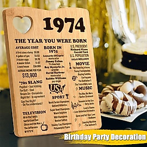 BackURyear 50th Birthday Gifts for Women Men, 50th Birthday Presents for Her Him, 50 Years Old Birthday Decorations, Born in 1974- Turning Fifty, 50th Birthday Cutting Board Gifts