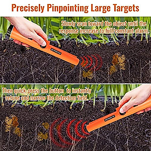 Metal Detector Pinpointer, Professional Waterproof Handheld Pin Pointer Wand, Portable Treasure Finder Pinpointing Probe LED Buzzer Vibration Sound with 9V Battery