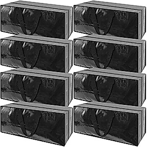 8 Pack Extra Large Moving Bags,Heavy Duty Moving Storage Bags,Foldable Storage Totes for Space Saving,Packing Supplies for Moving Storing,with Sturdy Backpack Straps Handles & Zippers,Reusable (Black)
