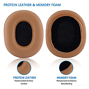 JECOBB Replacement Earpads for Audio-Technica ATH M50X M40X M30X M20X Professional Studio Monitor Headphones with Protein Leather & Memory Foam Ear Cushions (Brown)
