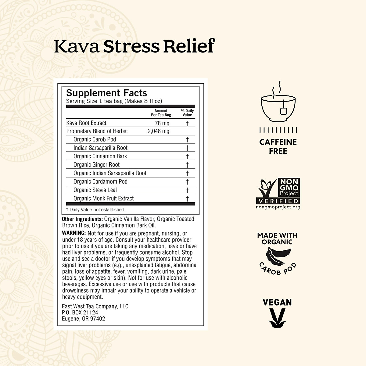 Yogi Tea - Kava Stress Relief (6 Pack) - Eases Tension and Promotes Relaxation - Caffeine Free - 96 Herbal Tea Bags