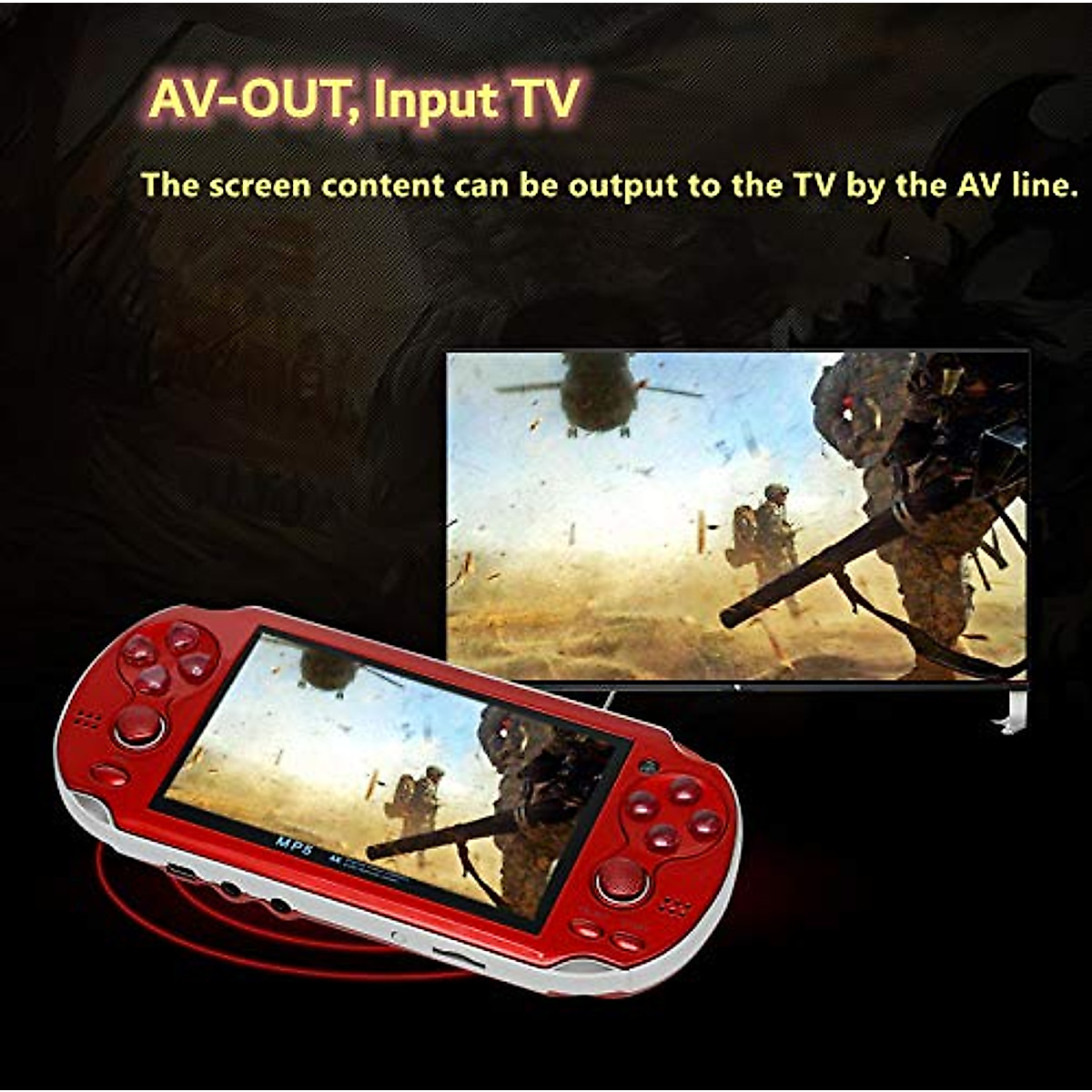 Handheld Portable Game Console，ANXTO Mini Retro Player Built-in Classic Games 4.3 Inch 8G Built-in Free 10000 Games+LCD Screen MP4 Function,Present for Kids and Adult red
