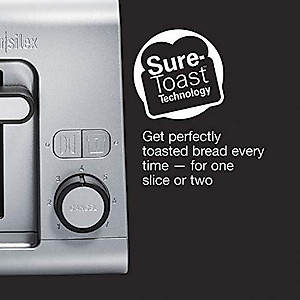 Proctor Silex 2 Slice Toaster with Extra Wide Slots, Sure-Toast Technology, Shade Selector & Bagel Setting, Black and Silver (22302)