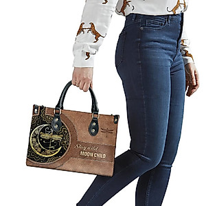 64HYDRO Stay Wild Moon Child Dragonfly Purses for Women, Shoulder Bag, Handbags for Women, Cute Gifts, Valentines Day Gifts for Her, Gifts for Sisters, Daughter, Mom, Friends - Travel Work Leather Bag