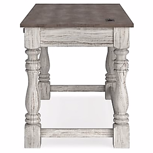 Signature Design by Ashley Havalance Casual 62.38" Home Office Desk with 2 Drawers and USB Charging Ports, Whitewash & Dark Brown