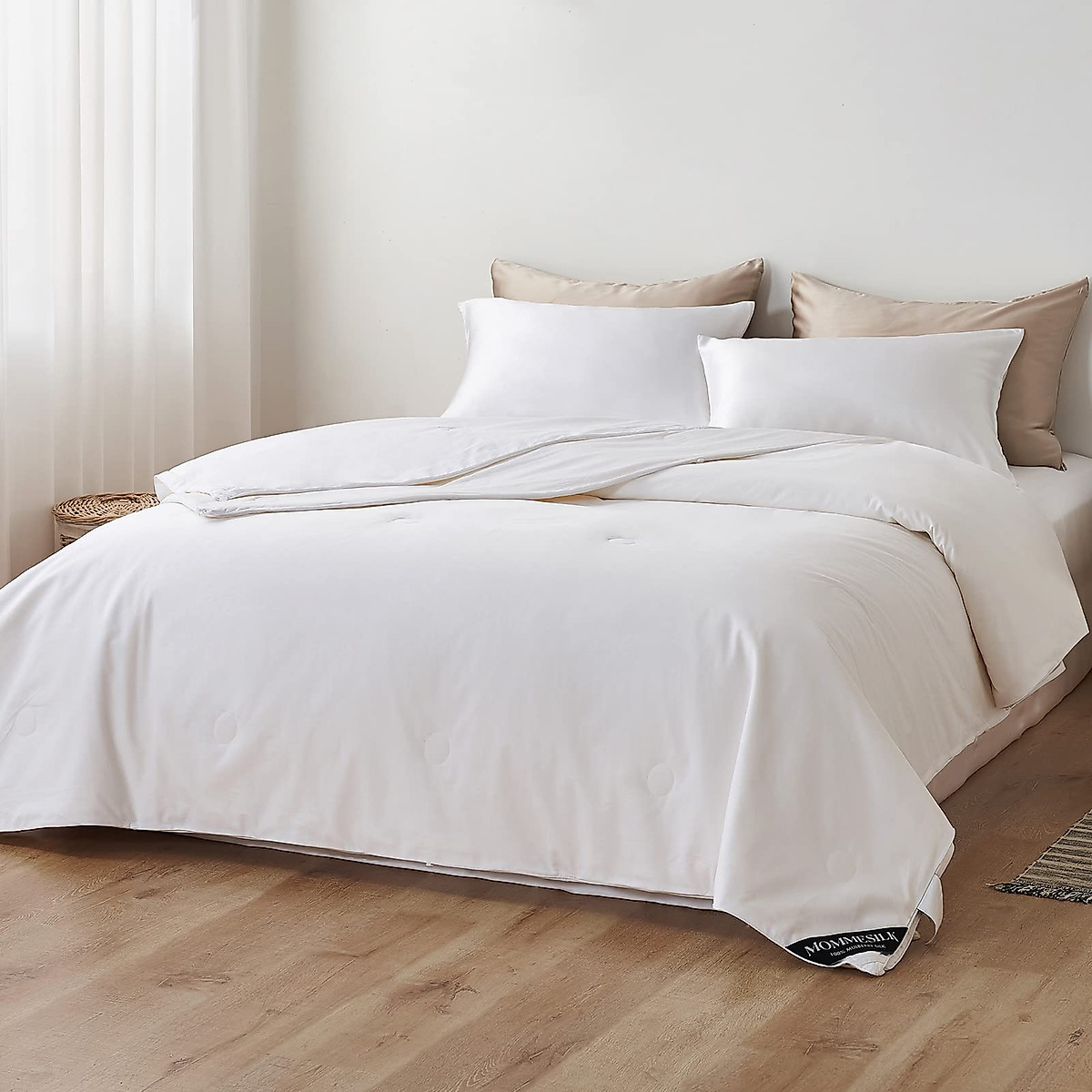 Mommesilk Silk Comforter Queen 2 in 1 Set 100% Silk Duvet All Seasons Separate 2 Layers Silk Duvets with Hooks Cozy Bedding