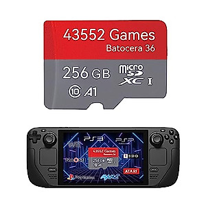 Emulator Console 256GB Micro S D Card Built-in 43,552 Retro Games, Batocera Game System for Steam Deck, Retro Game Boot Expansion Upgrade, Retro Game Console Compatible with MAME/Atari/Sega/PS3 etc