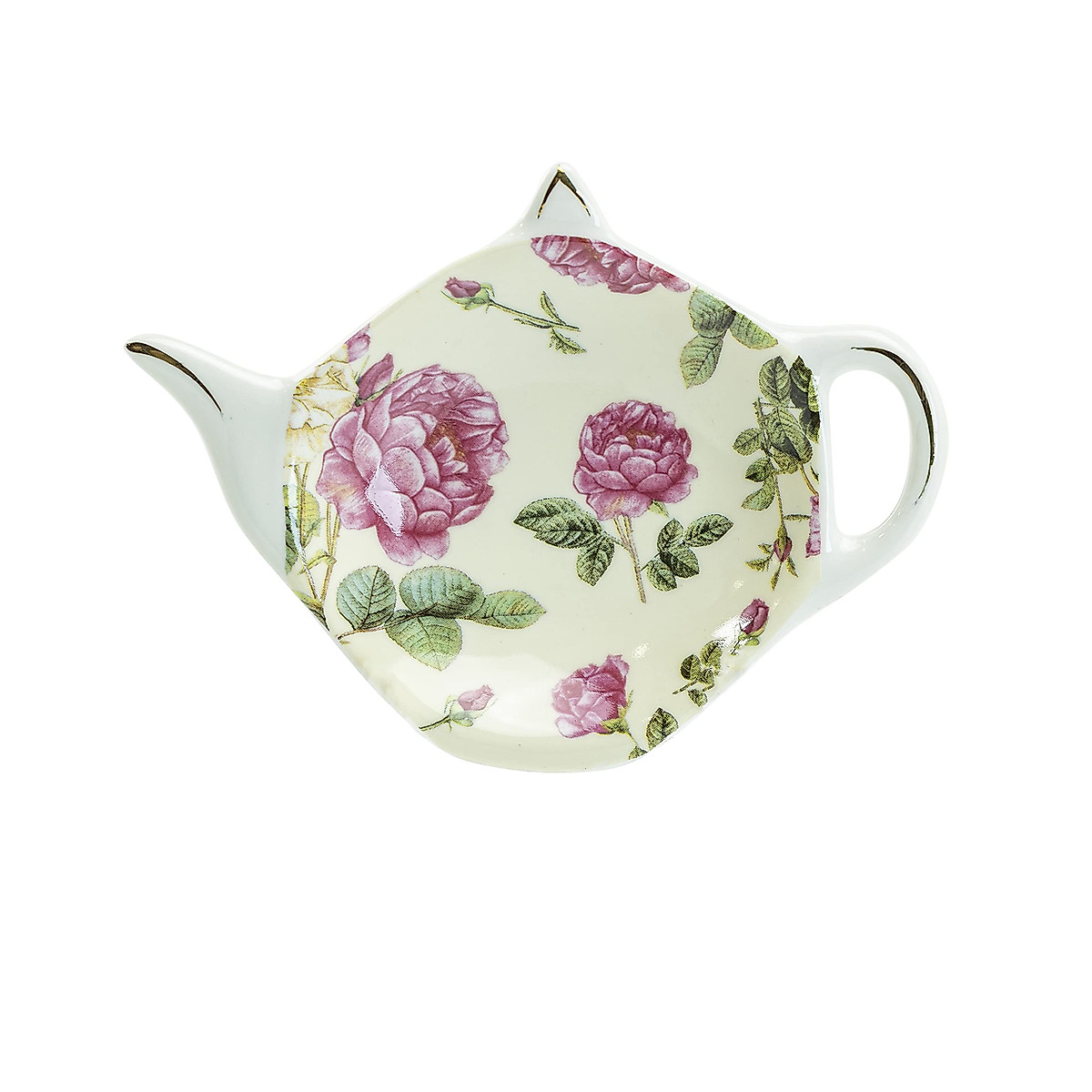 Gracie China Tea Bag Caddy Holder, Set of 4 (Rose Chintz)