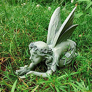 Fianmy Fairy Outdoor Garden Decor Statues, Outdoor Fairy Statue Art Garden Cemetery Decorations Statue for Patio, Lawn, Yard Decoration, Housewarming Garden Unique Gift