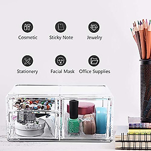MDHAND Acrylic Desk Organizer, Acrylic Desk Drawer Organizer and Accessories for Home Kitchen, Office Items, Makeups, Acrylic Stackable Cosmetic Organizer Drawers