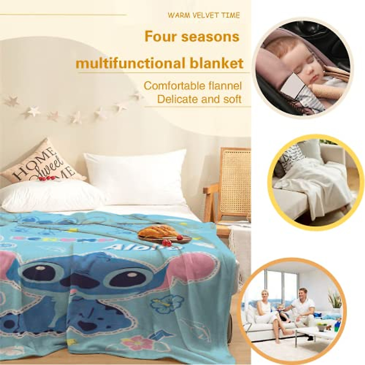 Cartoon Anime Blankets Soft Flannel Throw Blanket Gifts Suitable for Kids and Adults,Warm Home Bed Sofa Christmas/Halloween Blanket Suitable for All Season（50"X40"）