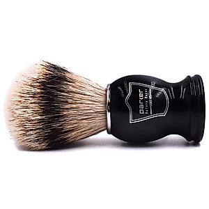 Parker’s 100% Silvertip Badger Bristle Shave Brush – Brush Stand Included (Black Handle)