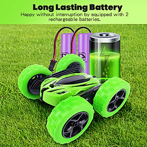 Rcfunkid Remote Control Car, 4WD RC Cars with Double Sided 360 Degrees Tumbling and Rotating, 2.4GHZ RC Stunt Car with LED, Remote Control Car for Boys and Girls 4-7