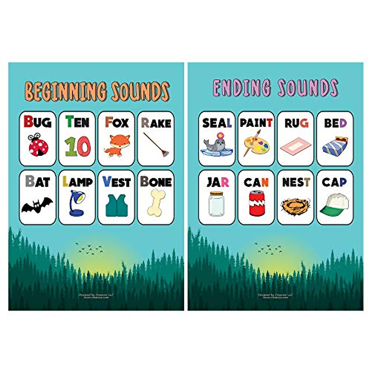 Creanoso Delightful Primary English Educational Learning Posters (24-Pack) - Premium Quality Gift Ideas for Children, Teens, & Adults for All Occasions - Stocking Stuffers Party Favor & Giveaways